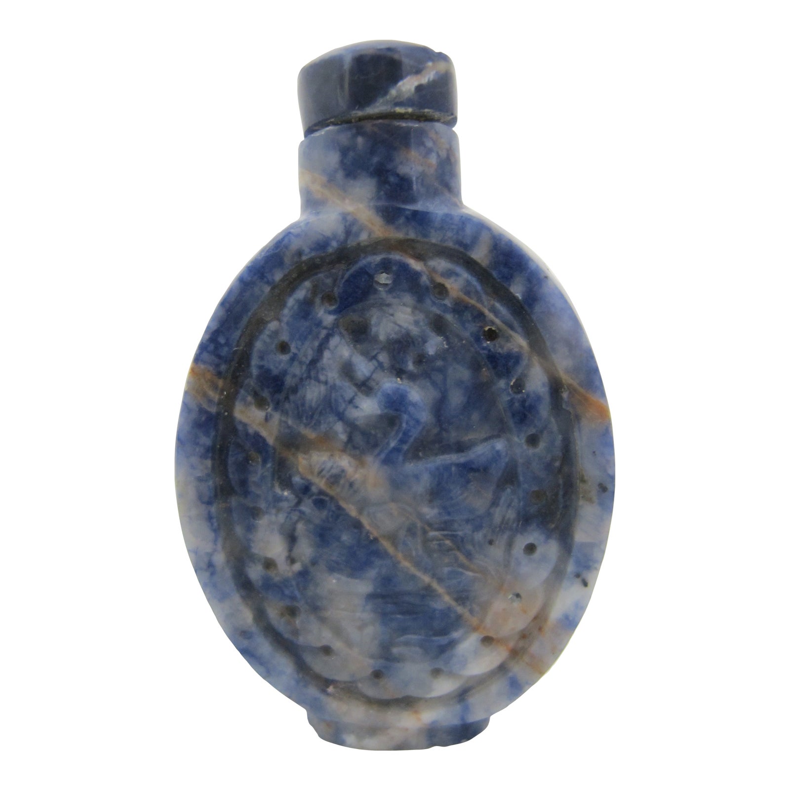 Chinese Blue Lapis Snuff Bottle With Carved Duck Goose | Chairish