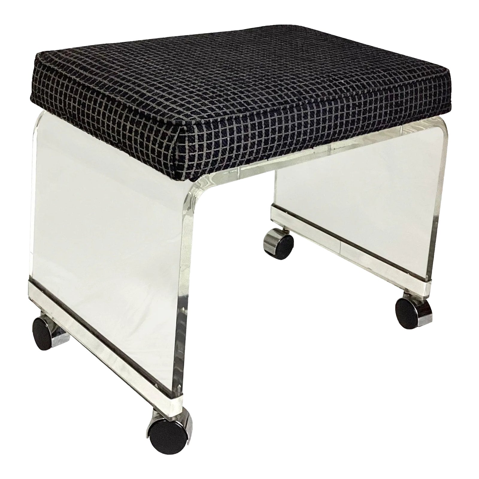 Mid-Century Modernist Waterfall Lucite Stool with Chrome trim and ...