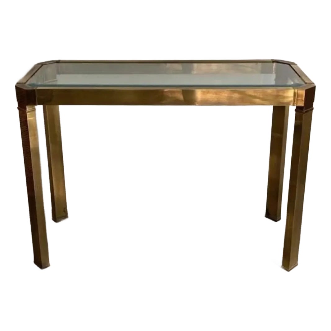 1960s Brass Mastercraft Hollywood Regency Console Table | Chairish