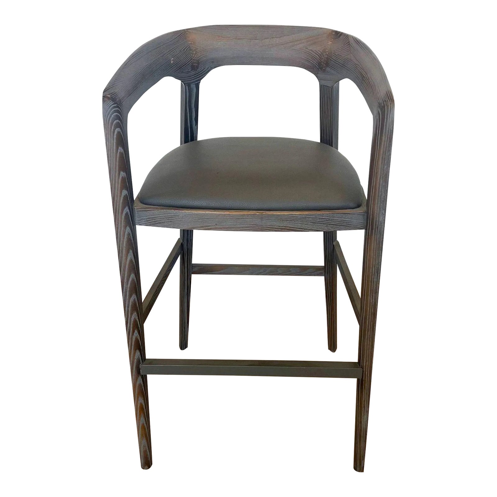 Interlude Home Modern Wood Frame Bar Stool | Chairish