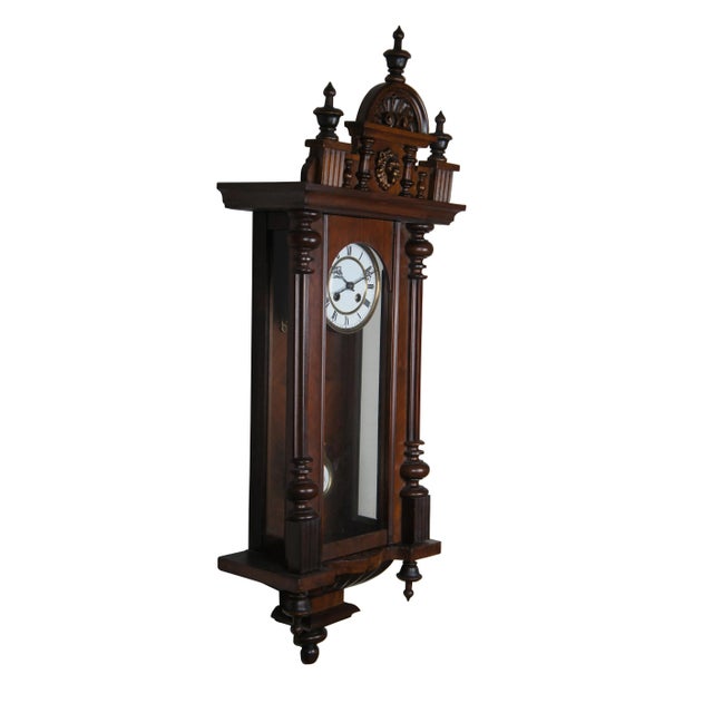 Antique German Fms Mauthe Vienna Regulator Carved Walnut Drp Wall Clock ...