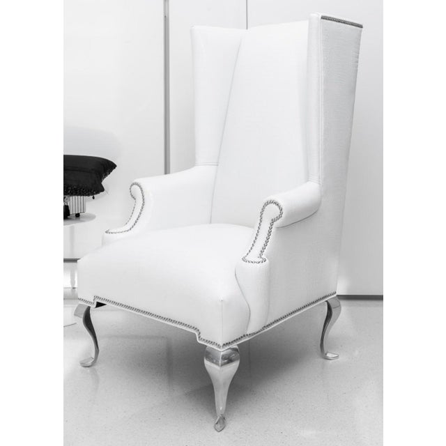 Hollywood Regency White Wingback Armchair | Chairish