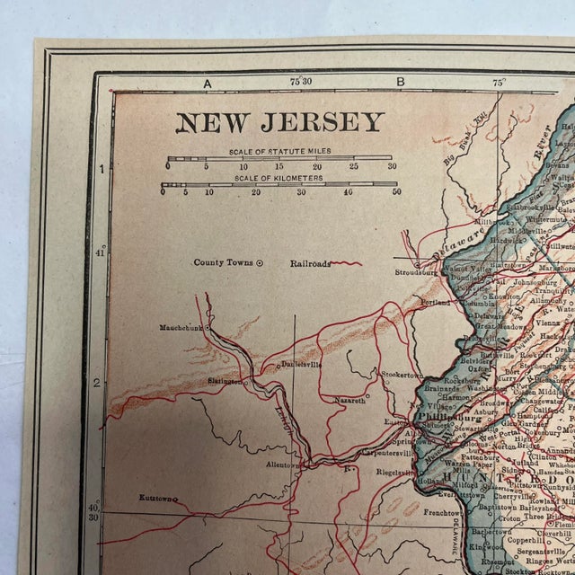1920s New Jersey State Map | Chairish