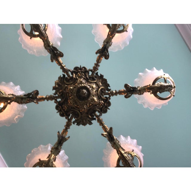 1900s Art Nouveau French Bronze Gas Chandelier with Putti & Original ...