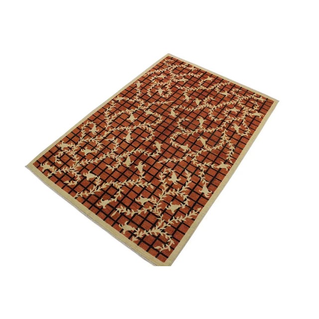 Contemporary Ziegler Dark Orange Wool Rug - 5′11″ × 8′8″ | Chairish