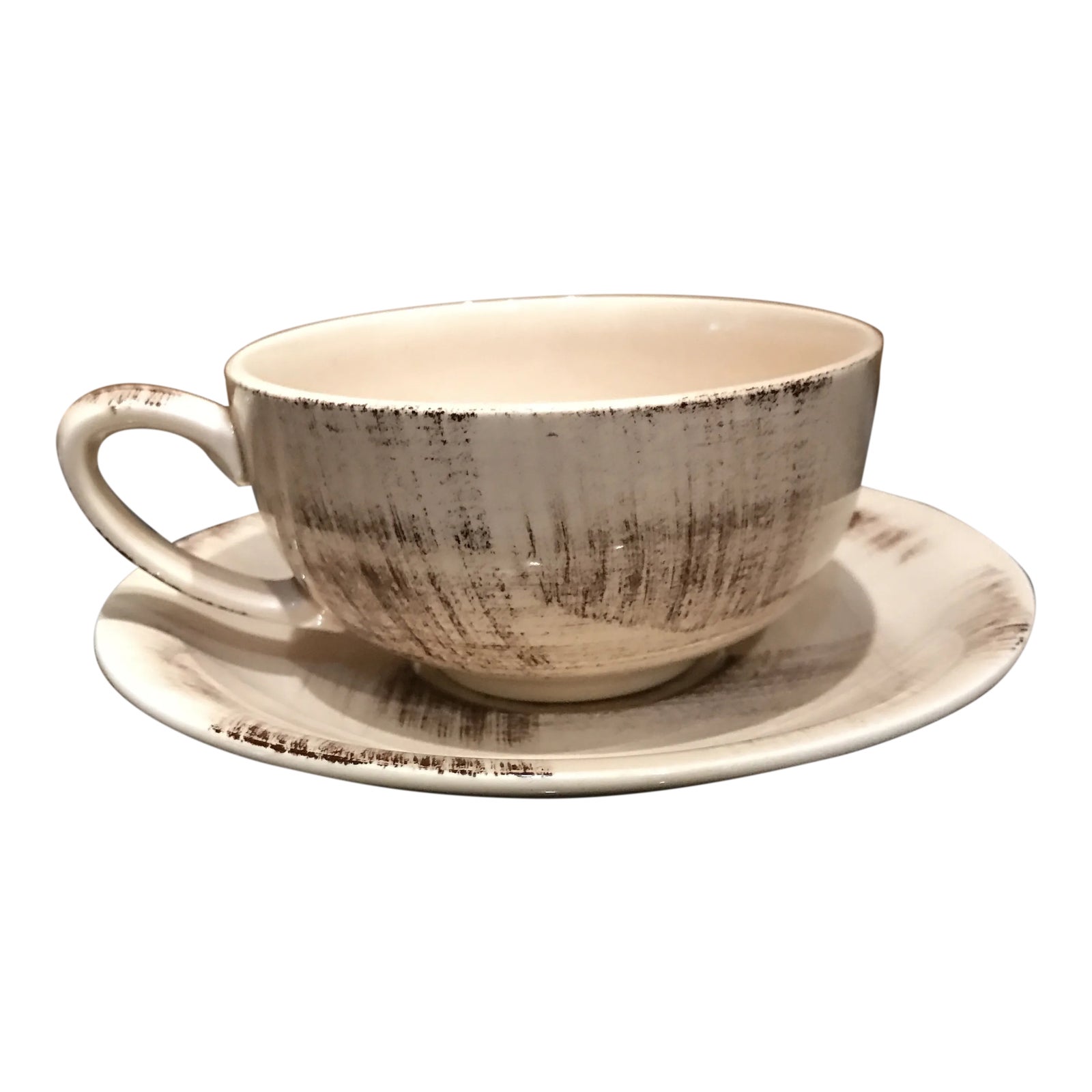 Metlox Barkwood Vernon Ware Tea Cup and Saucer | Chairish