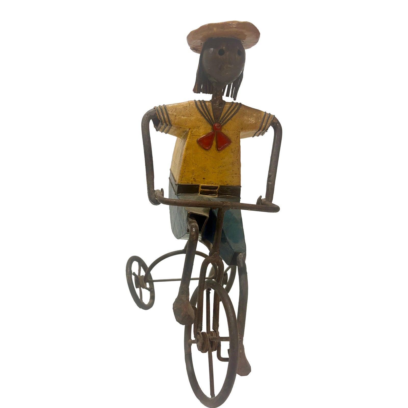 Manuel Felguérez Metal Sculpture Boy on a Tricycle 1960's | Chairish