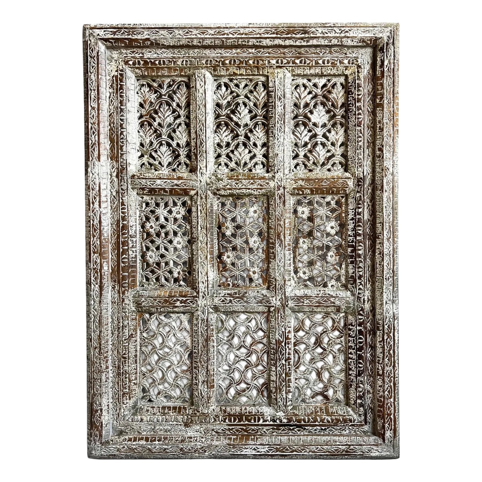 White Wash Carved Wood Panel | Chairish