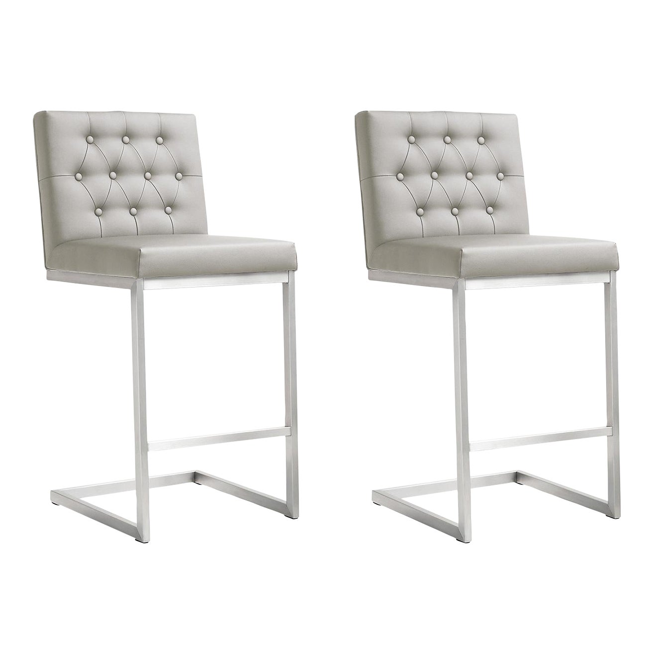 Helsinki Light Grey Steel Counter Stools - Set of 2 | Chairish