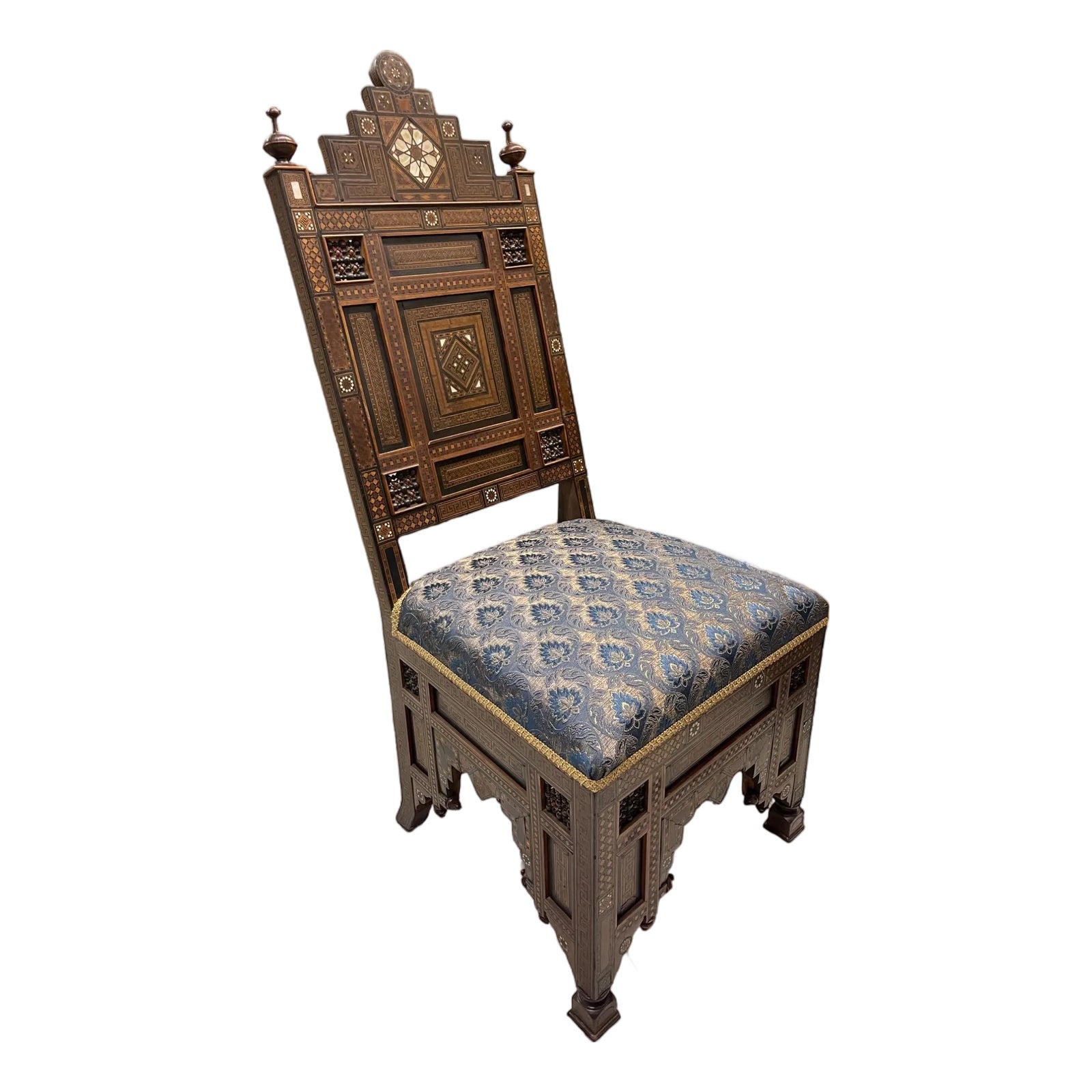A 19th Century Mother of Pearl Carved Inlaid Fine Syrian Wooden Chair ...