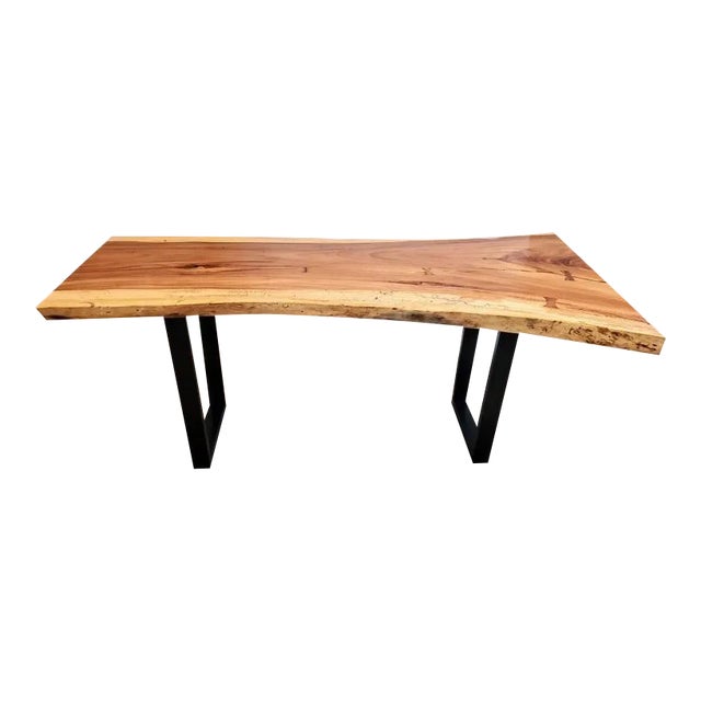Natural Live Edge Highly Figured Inlaid Ash Slab Table | Chairish