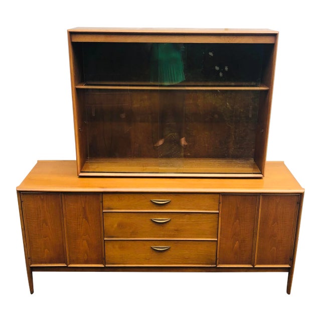 Vintage Drexel Parallel Collection Two Piece Display Hutch | Chairish