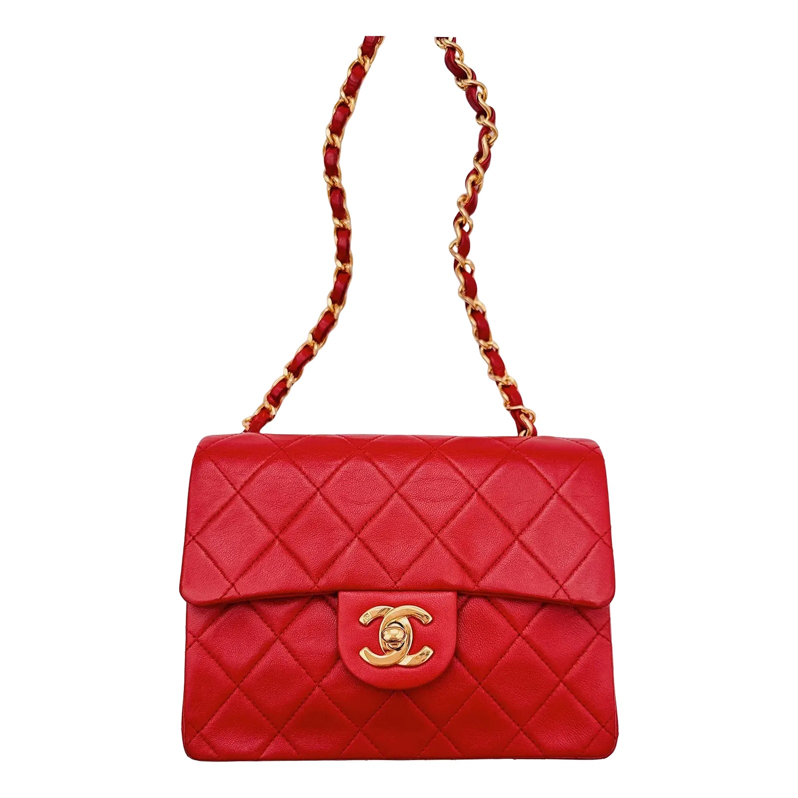 Vintage Chanel Red Mini Crossbody | Chairish