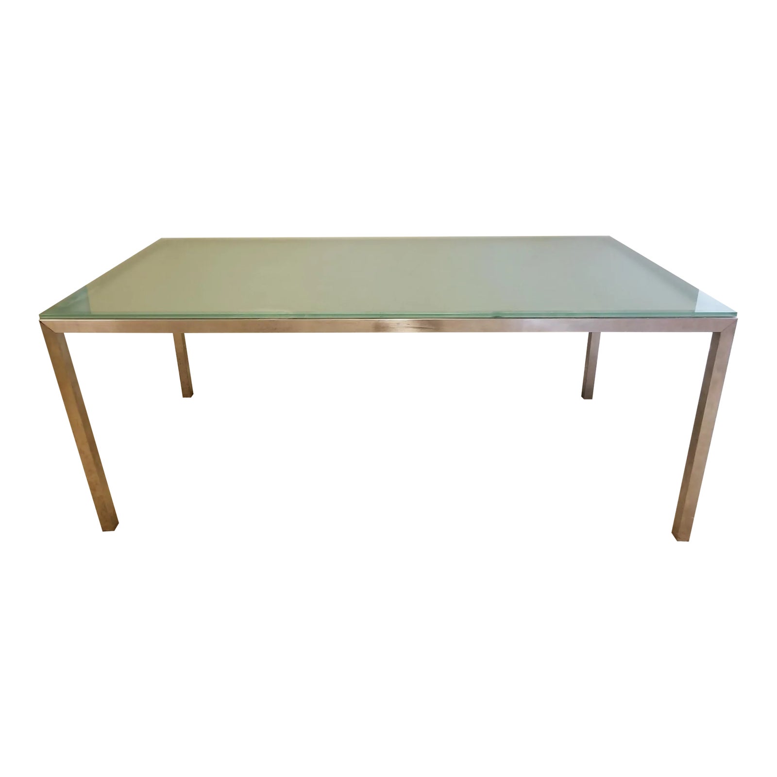 Parson Style Room & Board Glass Top Writing Desk | Chairish