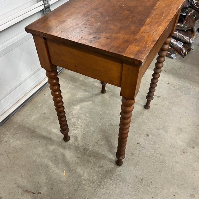 Antique Bobbin Leg Cherry Wood One Drawer Primitive Drink / Side / Work ...