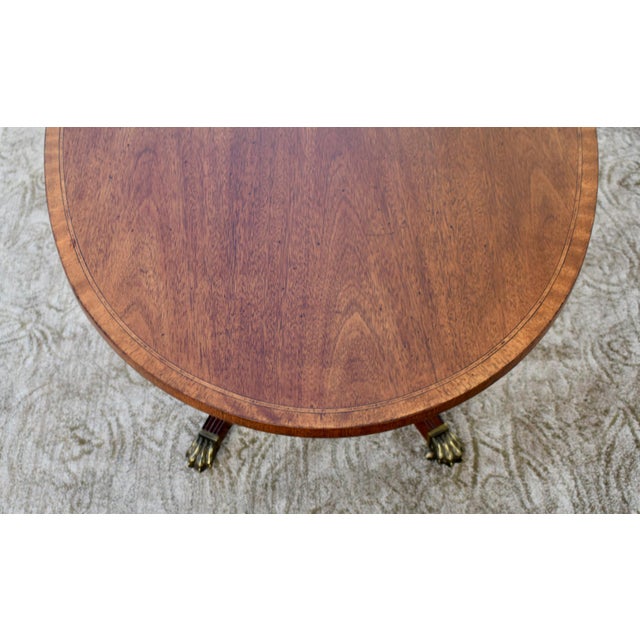 Vintage Council Inlaid Mahogany Oval Coffee Table W/Brass Capped Feet ...