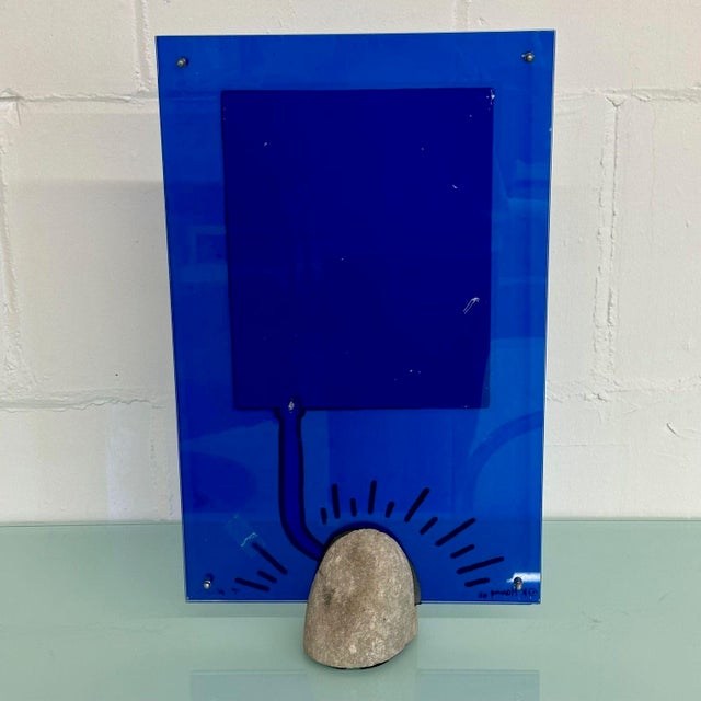 Mid-Century Modern Keith Haring Sculpture / Lamp, Glass and Stone ...