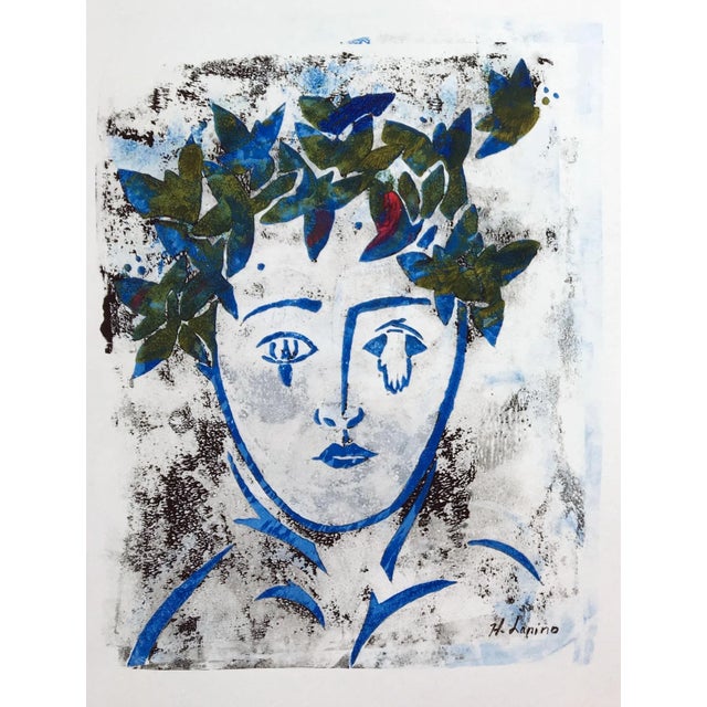 Blue Green Butterfly Monoprint | Chairish