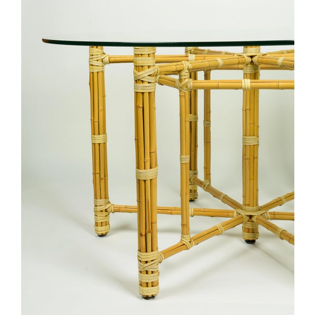 A Bamboo and Glass Round Dining Table | Chairish