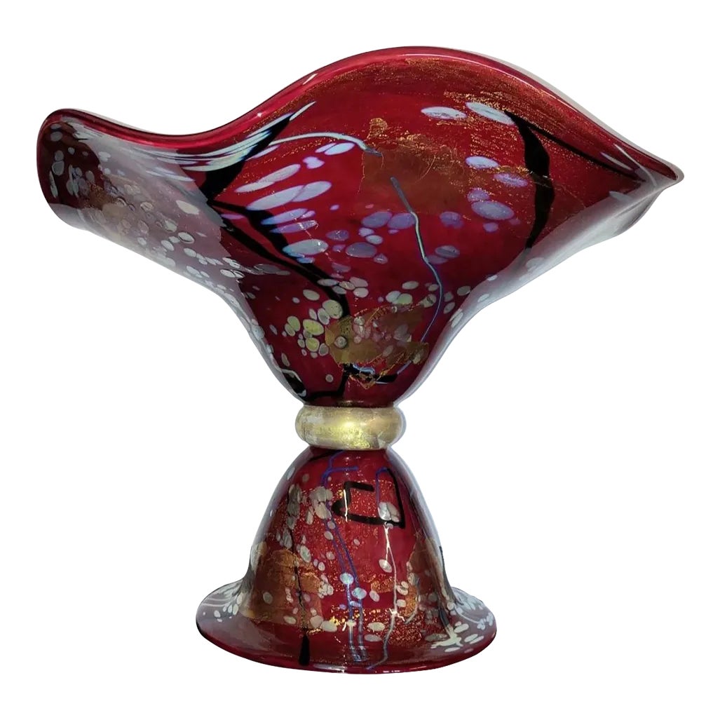 Tim Lazer 2002 Art Glass Compote, Vase or Centerpiece | Chairish