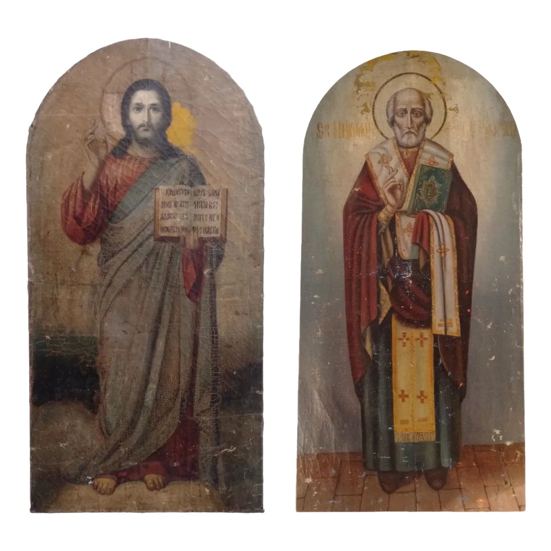 Jesus Christ and St. Peter, Oil on Canvas, Set of 2 | Chairish