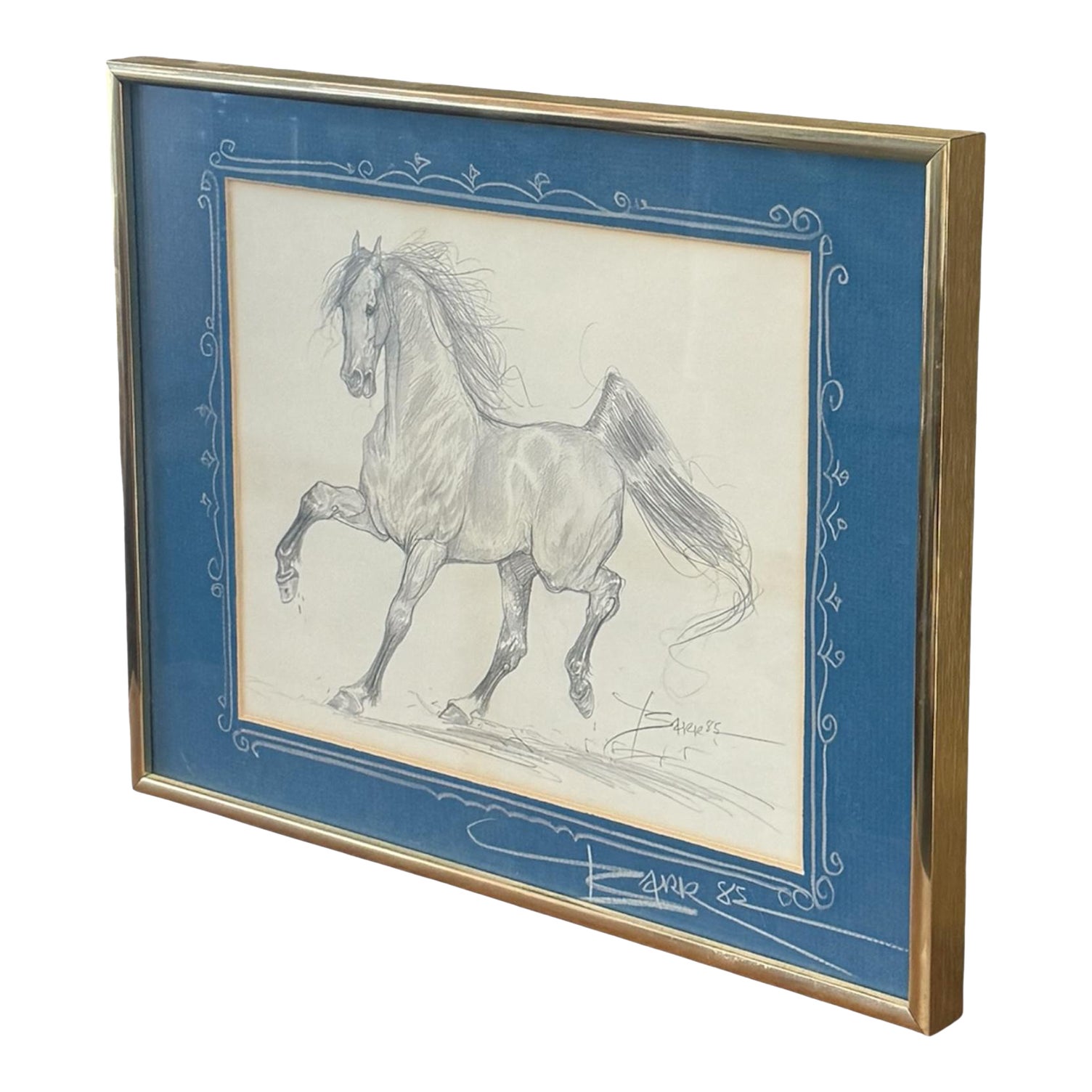 Vintage Original 1985 Pencil Drawing of a Prancing Horse in Motion ...
