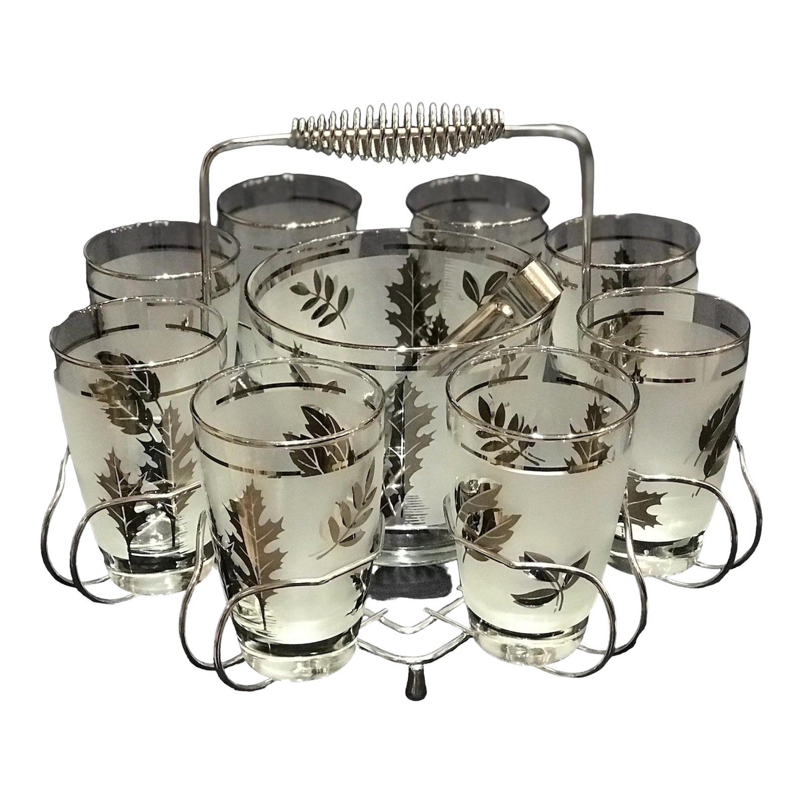 1960s Libbey Starlyte Mid Century Modern Frosted Silver Leaf Tumbler ...
