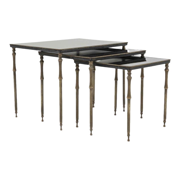 20th Century French Metal Nesting Tables, Set of Three | Chairish