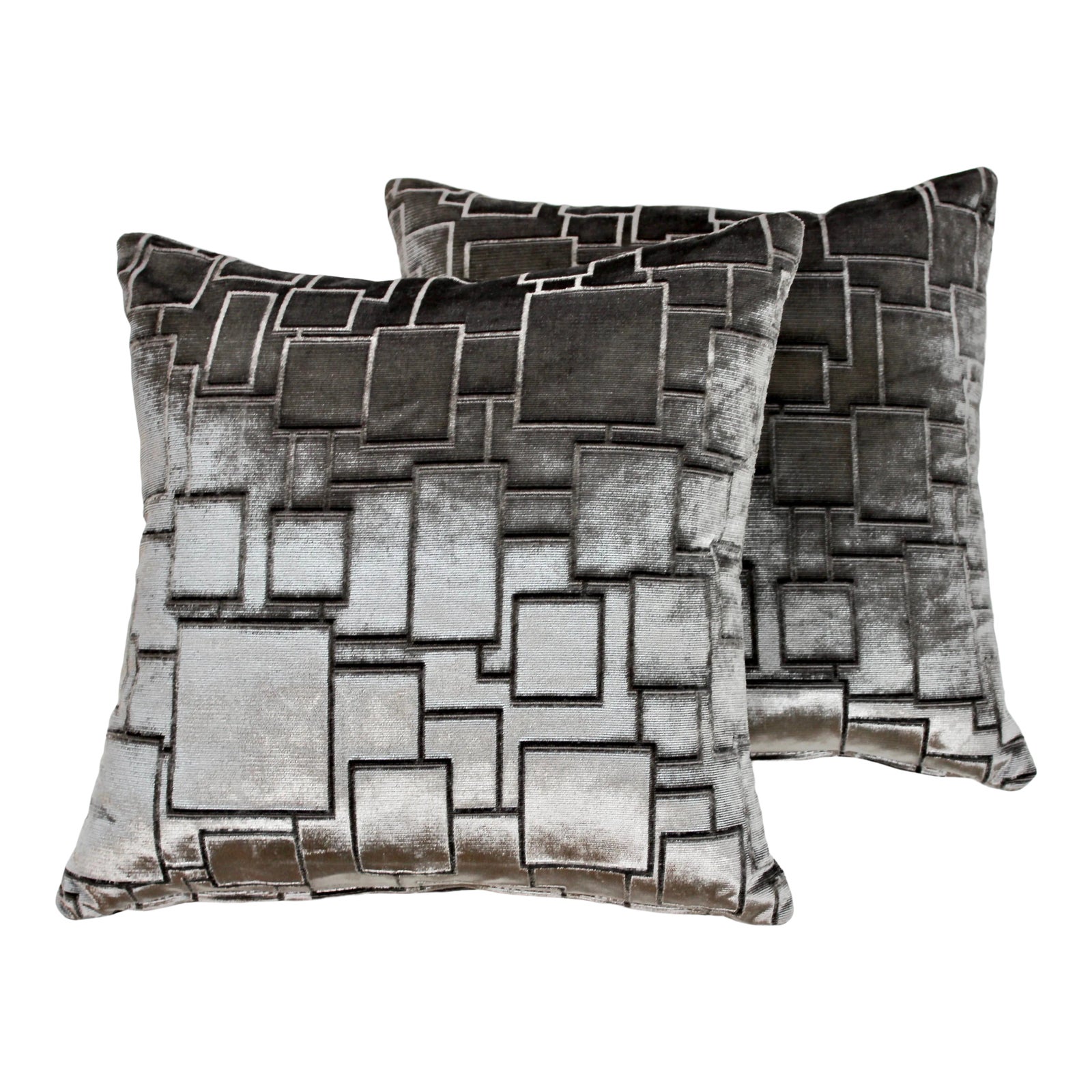 18" X 18" Custom Romo Zinc Halston Velvet Pillows, Pair | Chairish