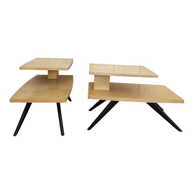 1960s Pair of Atomic Mid-Century Modern Telephone Tables | Chairish