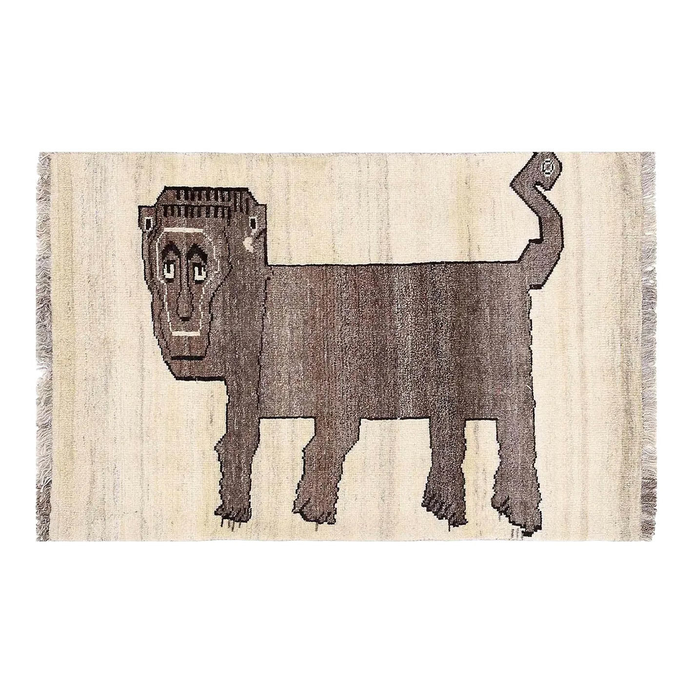 Animal Pictorial Lion Shiraz Hand Knotted Wool Rug | Chairish