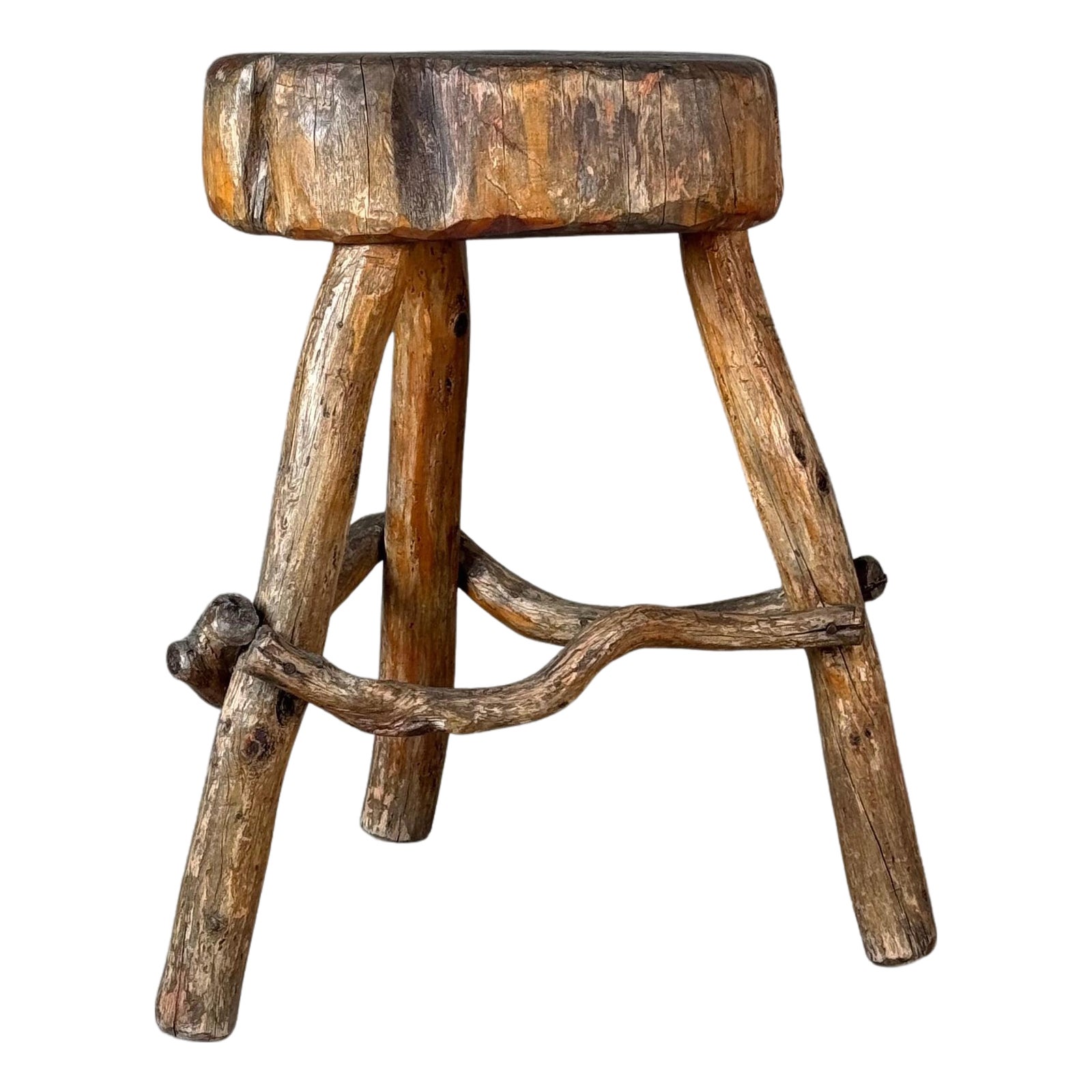 Late 19th Century Rustic Alpine Stool from Valle Daosta, Italy, 1890s ...