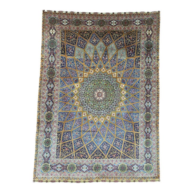 1970s Old Masterpiece Tabriz Rug 10 X 13 | Chairish