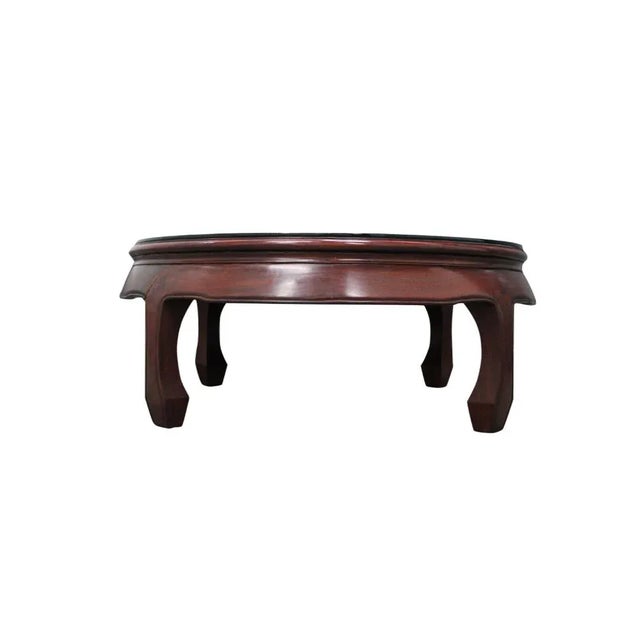 Asian Style Round Coffee Table W/ Glass Top | Chairish