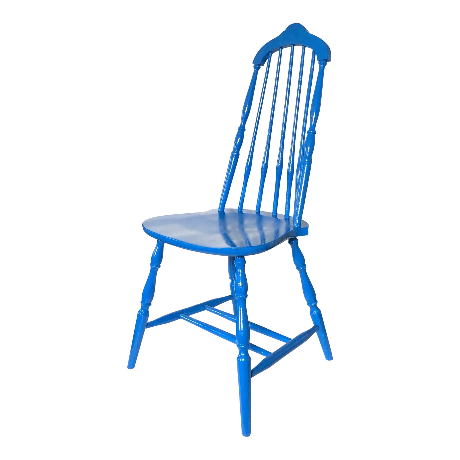 Spindle Back Blue Chair | Chairish