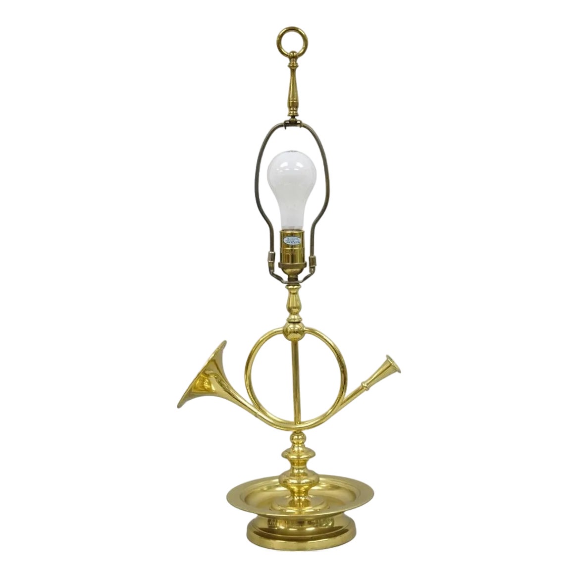 Vintage Remington Brass Equestrian Hunting Horn French Horn Table Lamp ...