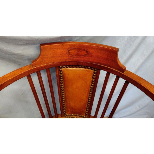 Antique Mahogany & Leather Semi Circular Armchair | Chairish