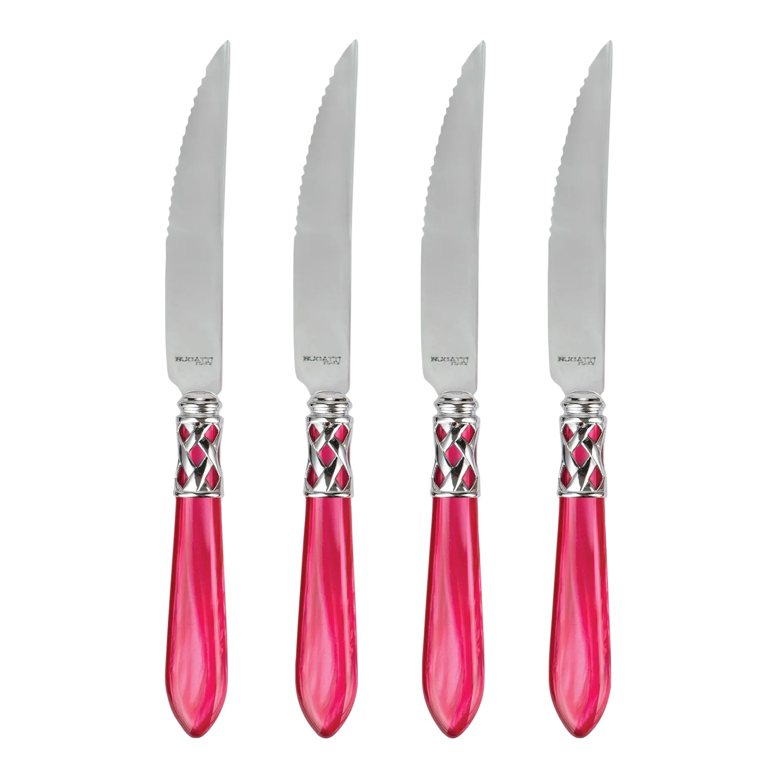 VIETRI Aladdin Brilliant Raspberry Steak Knives - Set of 4 | Chairish