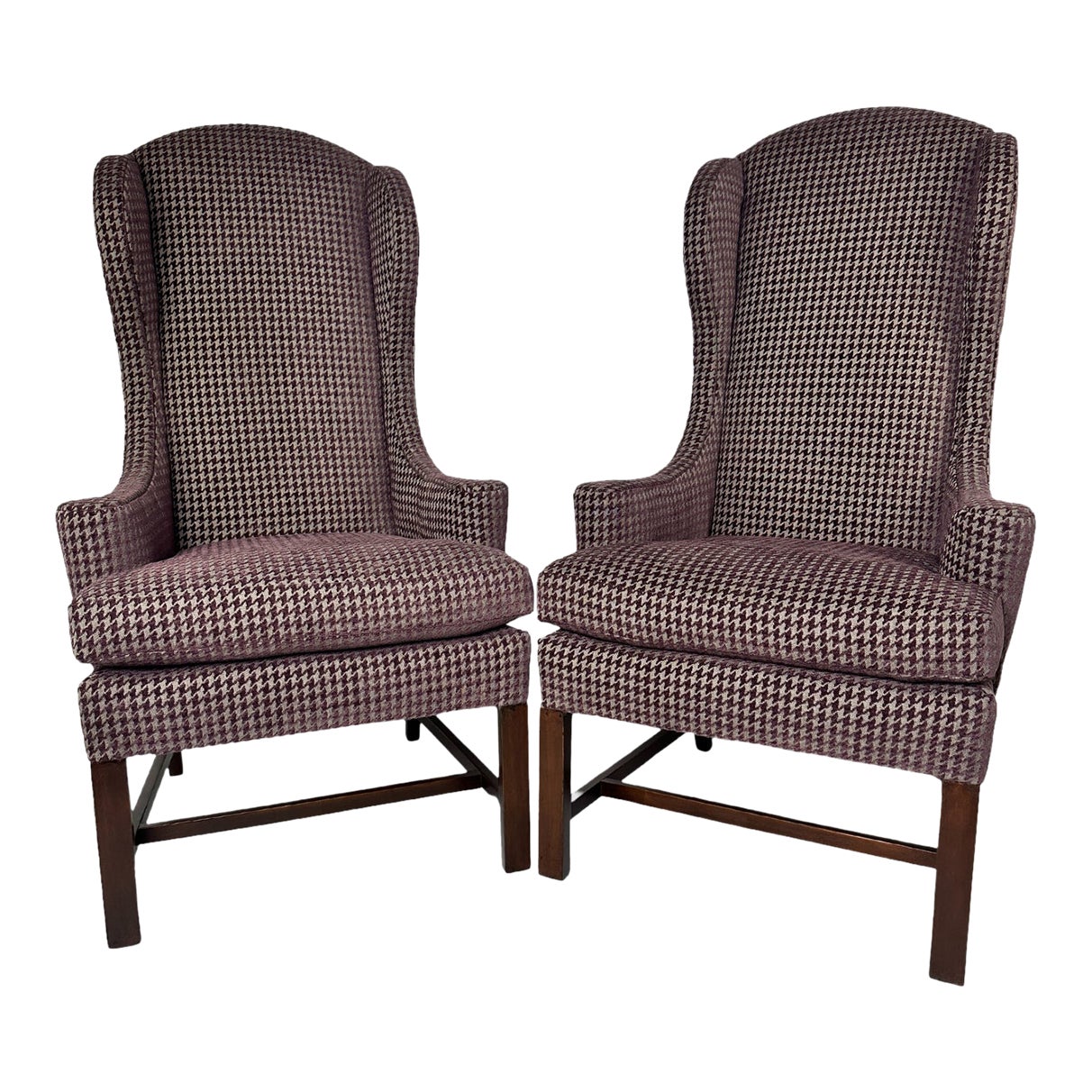 1950s Mid-Century Petite Wing Chairs Newly Upholstered Houndstooth ...