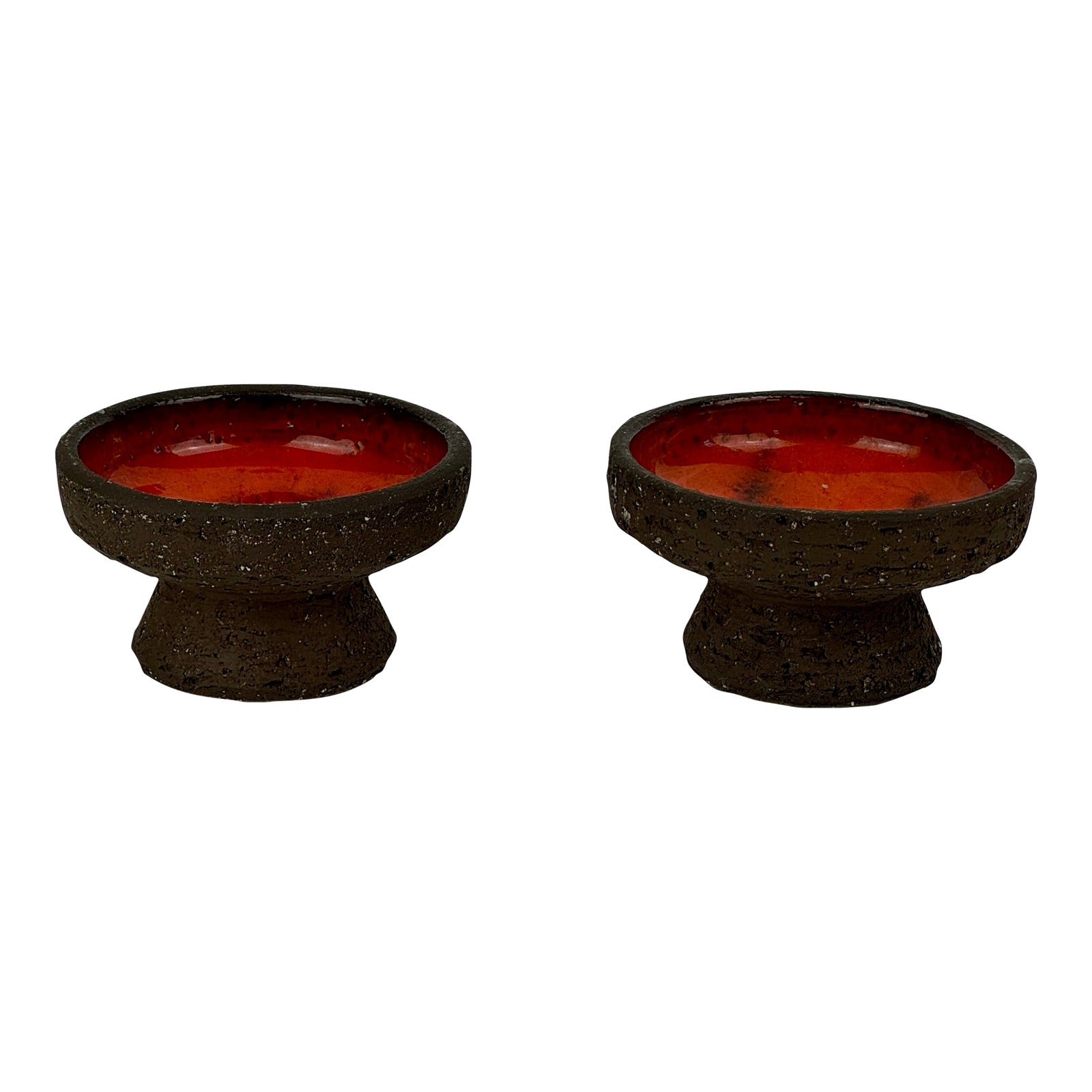 Pair of Lovemose Denmark Mid-Century Modern Ceramic Orange Candlestick ...
