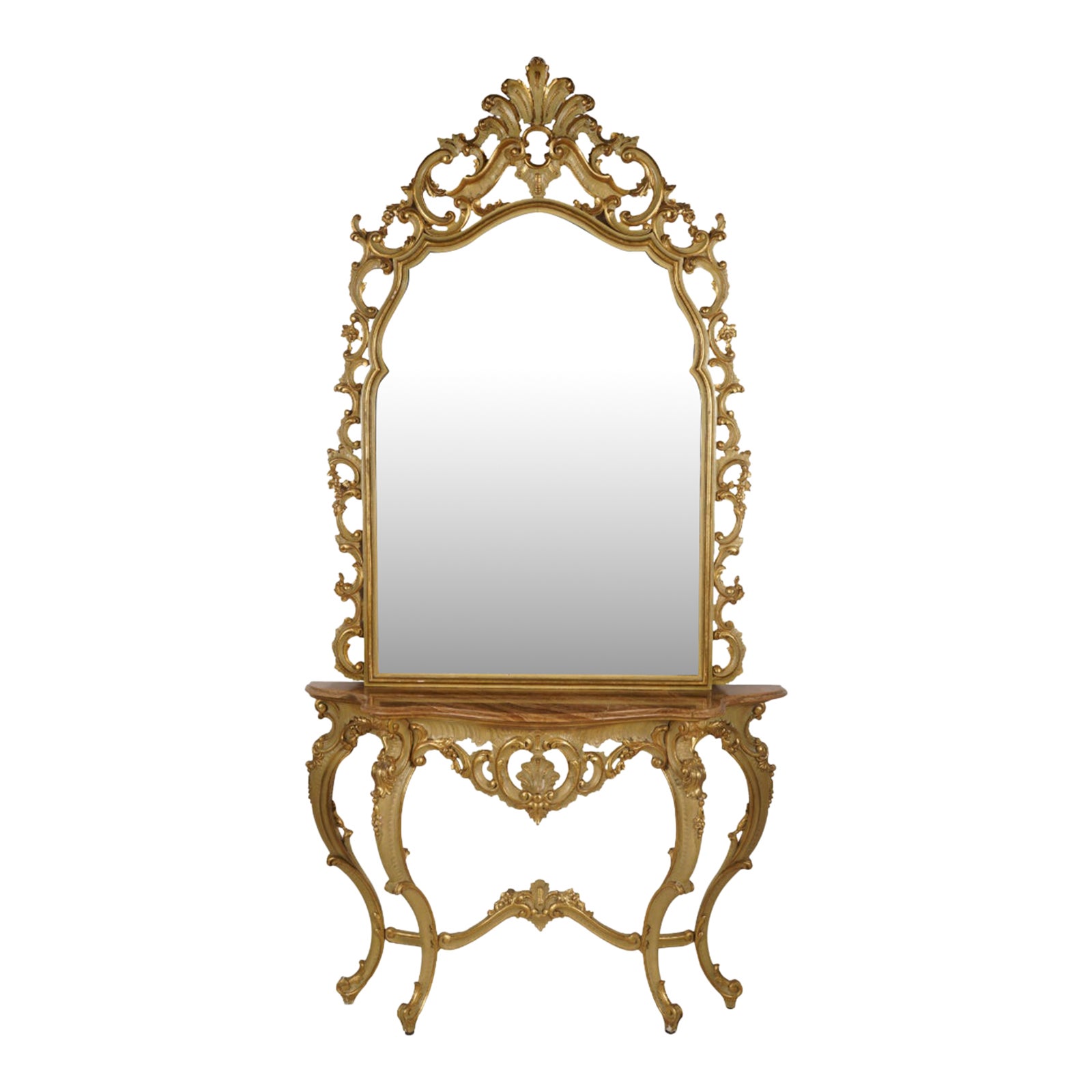 Antique Regency Giltwood Mirror & Marble Top Console Table | Chairish