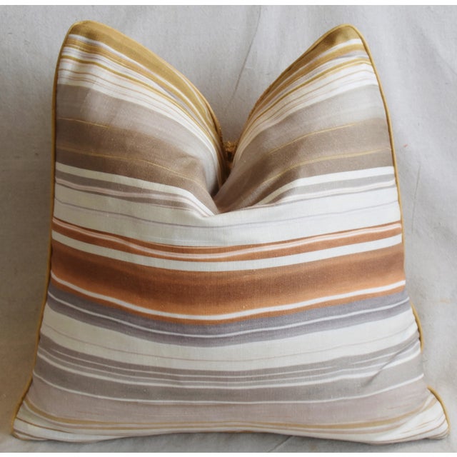 Earthy Neutral Nautical Coastal Hues Stripe Linen Feather/Down Pillow ...