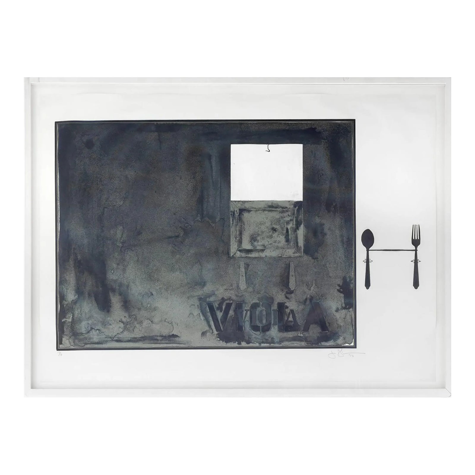 Jasper Johns "Viola Black State" Lithograph, 1972 | Chairish