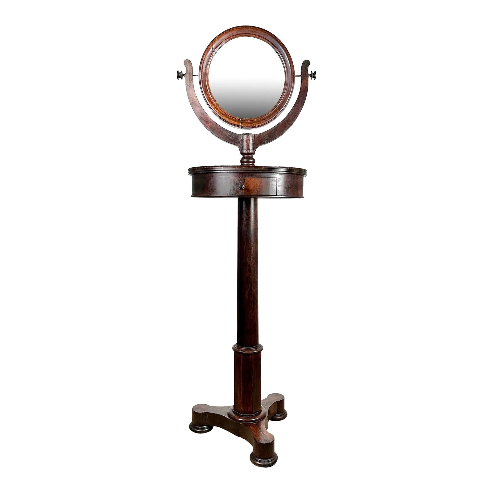 Antique 19th Century Empire Mahogany Shaving Stand With Mirror | Chairish