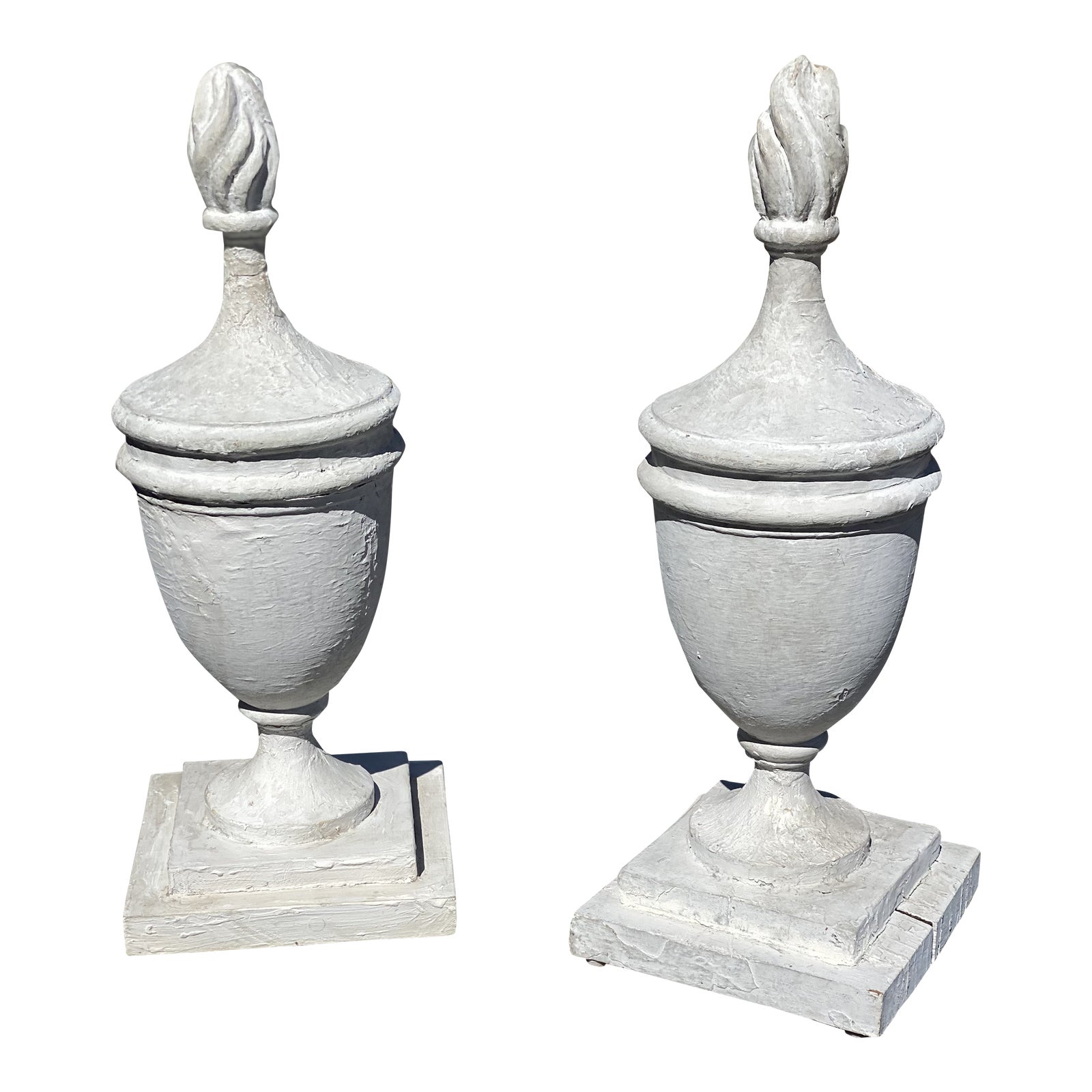Early 20th Century Carved Wood Finials - a Pair | Chairish