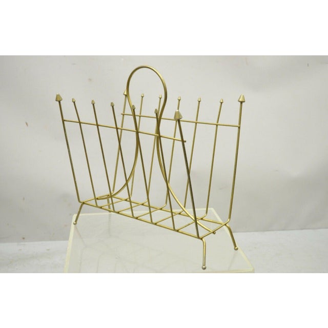 Vintage Mid Century Modern Atomic Era Metal Wire Gold Magazine Rack ...