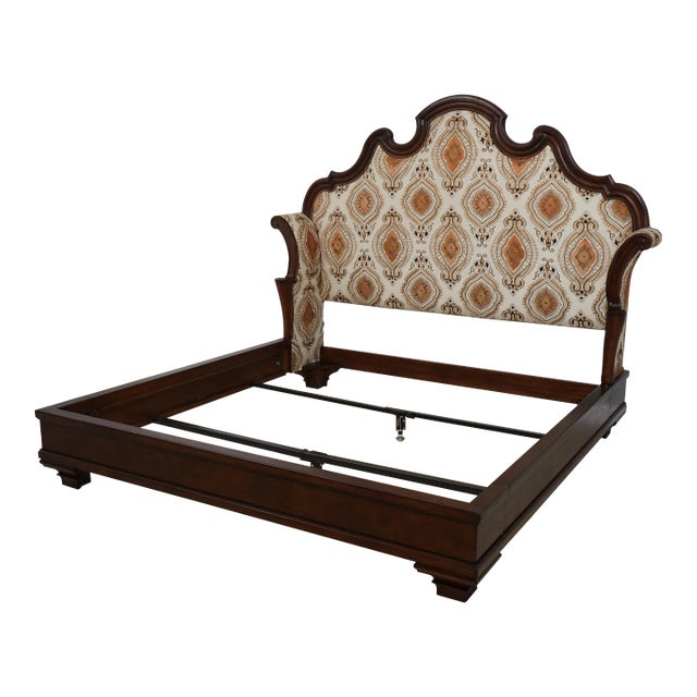 Century King Size Upholstered Headboard High Back Bed | Chairish