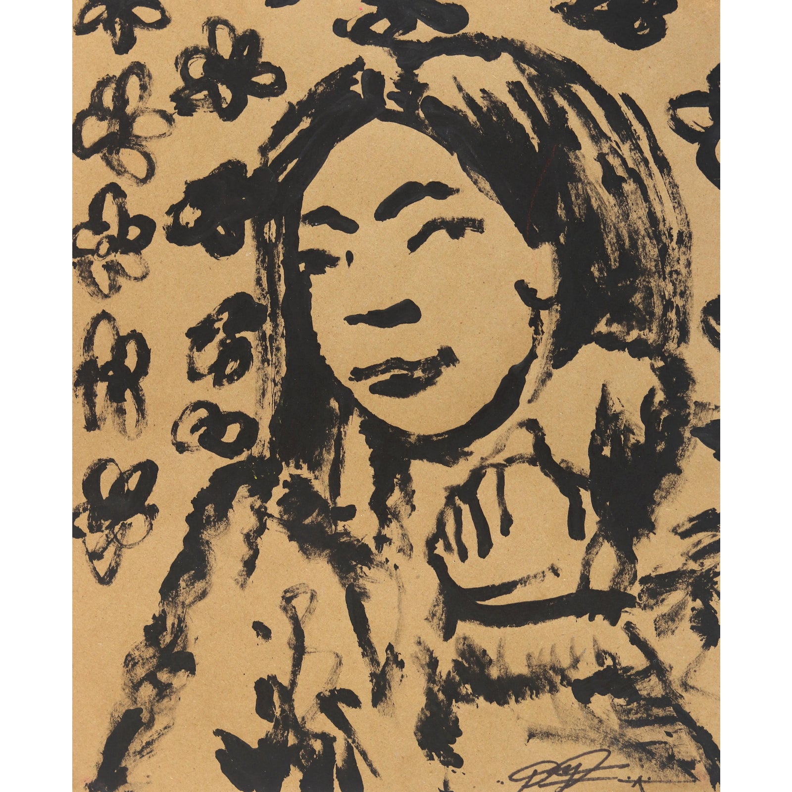 Gens With the Dent in Her Sl500 Bens - Figurative Ink Painting Original ...