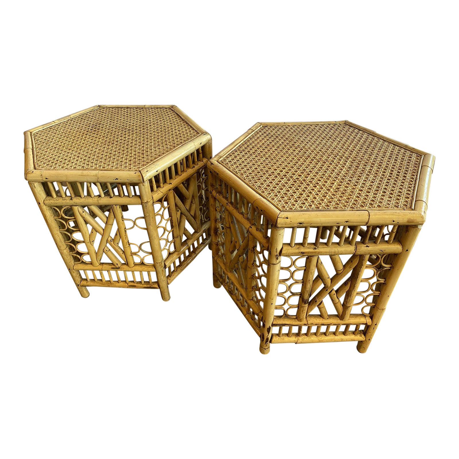 Late 20th Century Pair of Brighton Pavilion Fretwork Style Rattan ...