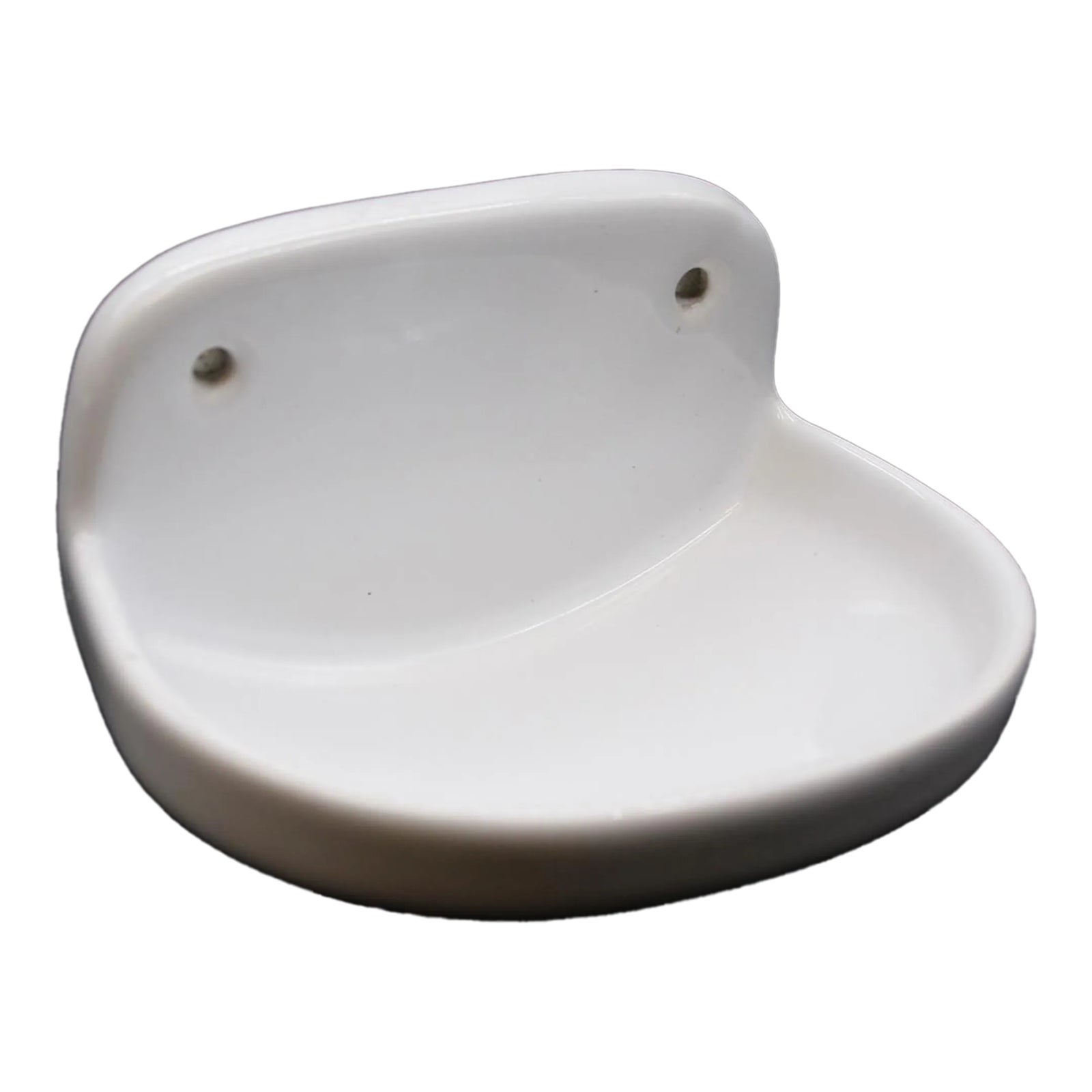 Vintage European White Ceramic Curved Soap Dish | Chairish